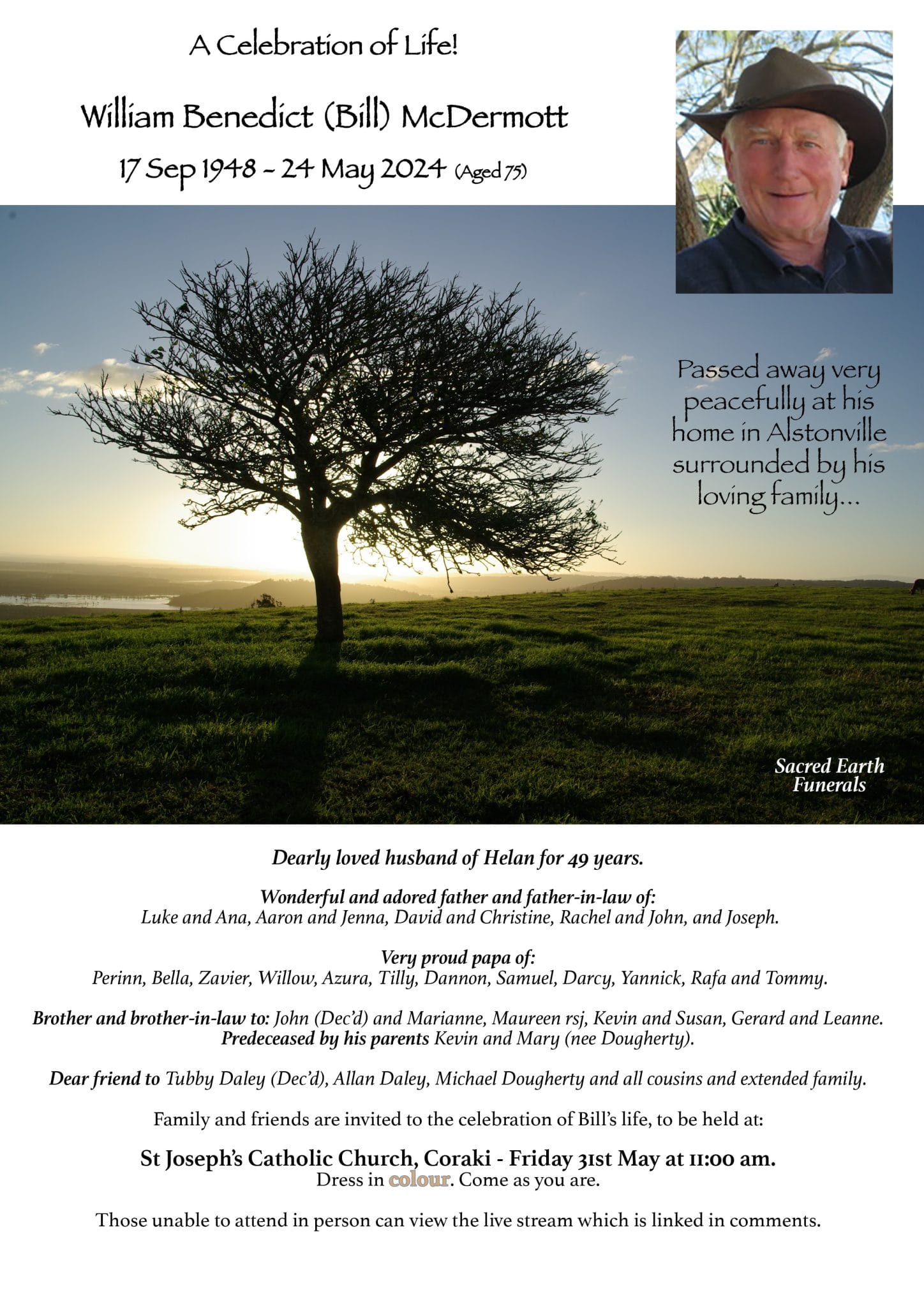 Death notices - Sacred Earth Funerals