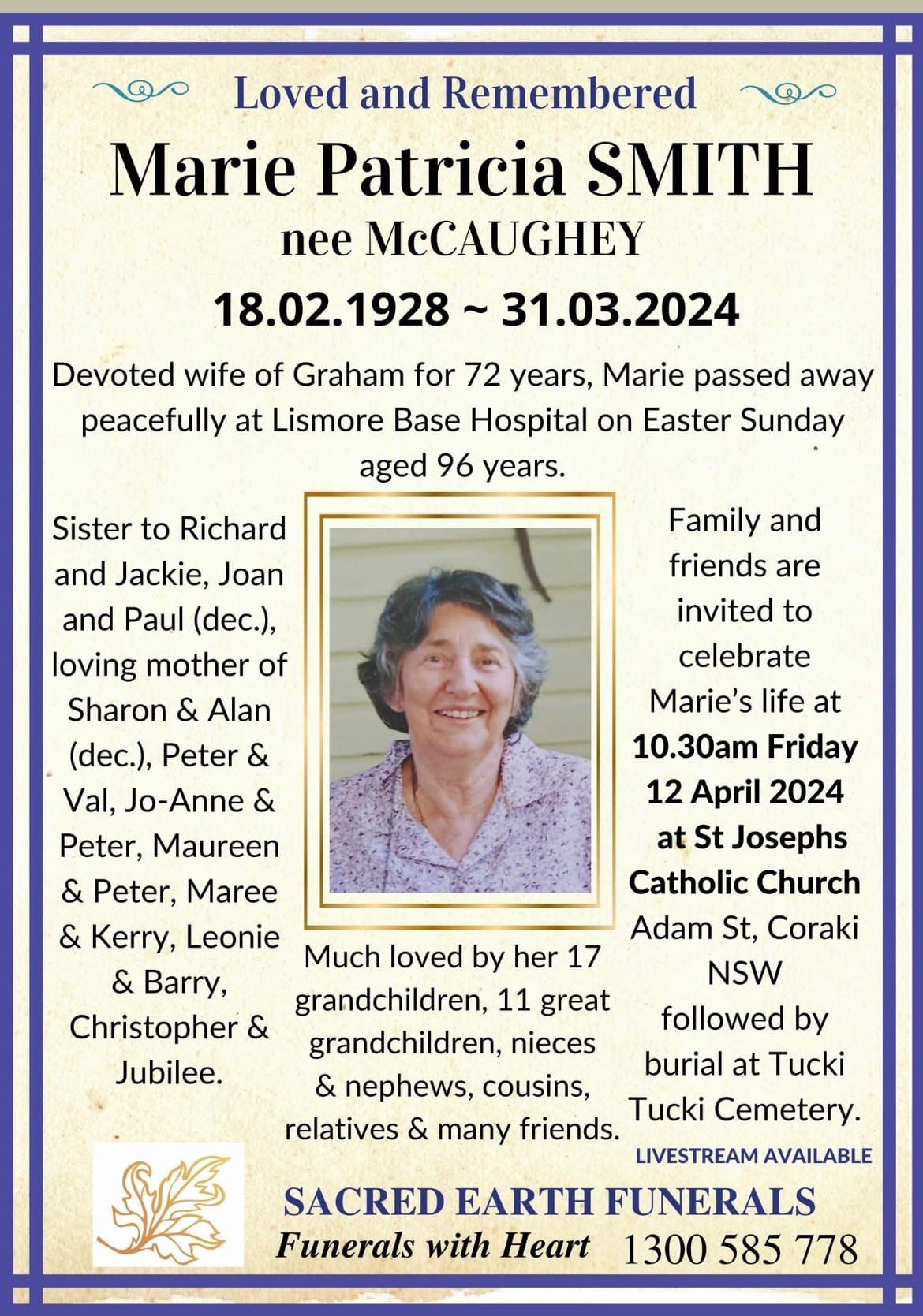 Death notices - Sacred Earth Funerals