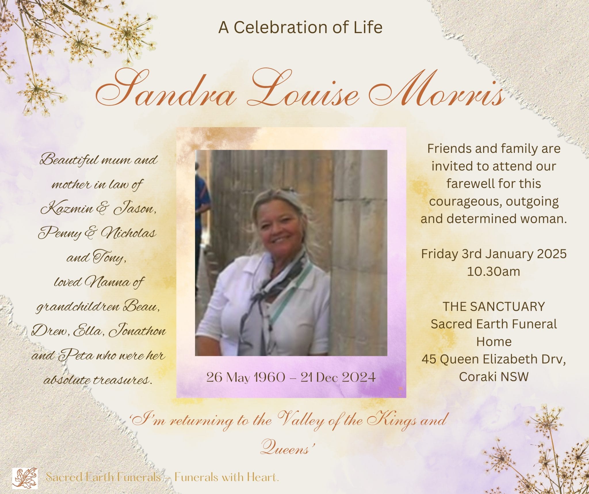 Death notices - Sacred Earth Funerals