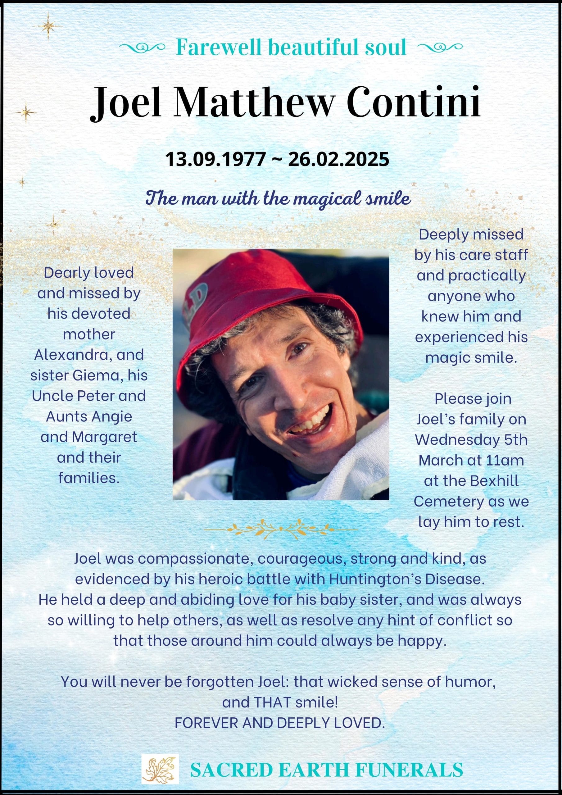 Death notices - Sacred Earth Funerals